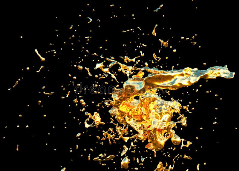3D Gold splash stock illustration. Illustration of rendering - 244501783
