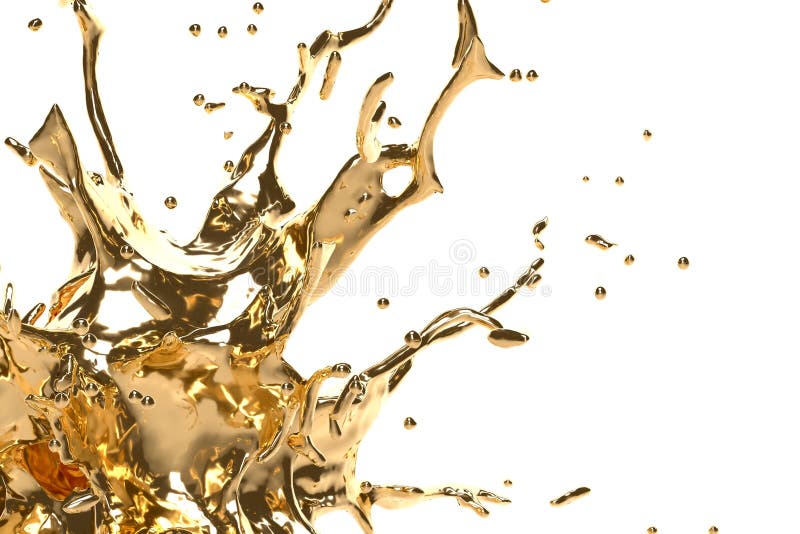 Splash of Gold and Smoke on a Black Background. 3d Illustration, 3d ...