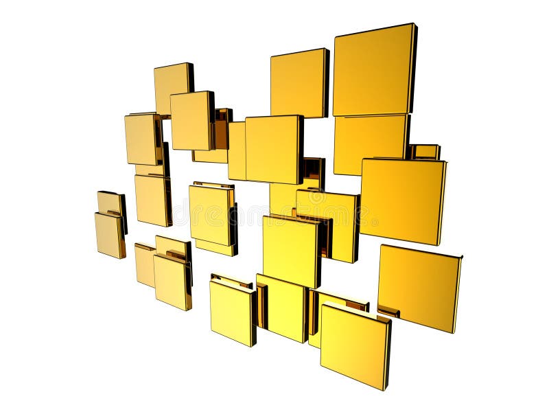 3d Gold square abstract stock illustration. Illustration of stylish ...