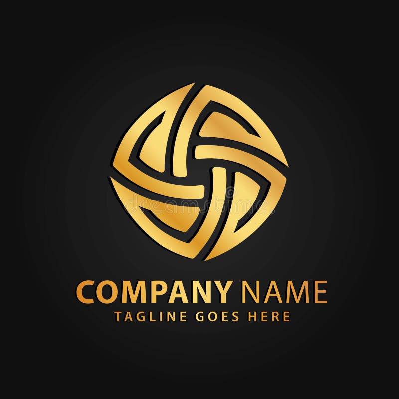 3D Gold Square Spinning Abstract Luxury Logos Design Vector ...