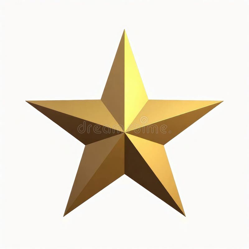 A 3D Gold Star Against a White Background, Giving an Illusion of Metal ...