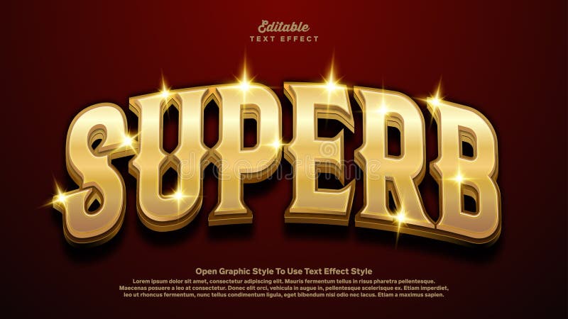 Superb Golden Vector 3d Text Effect Style. Stock Vector - Illustration ...
