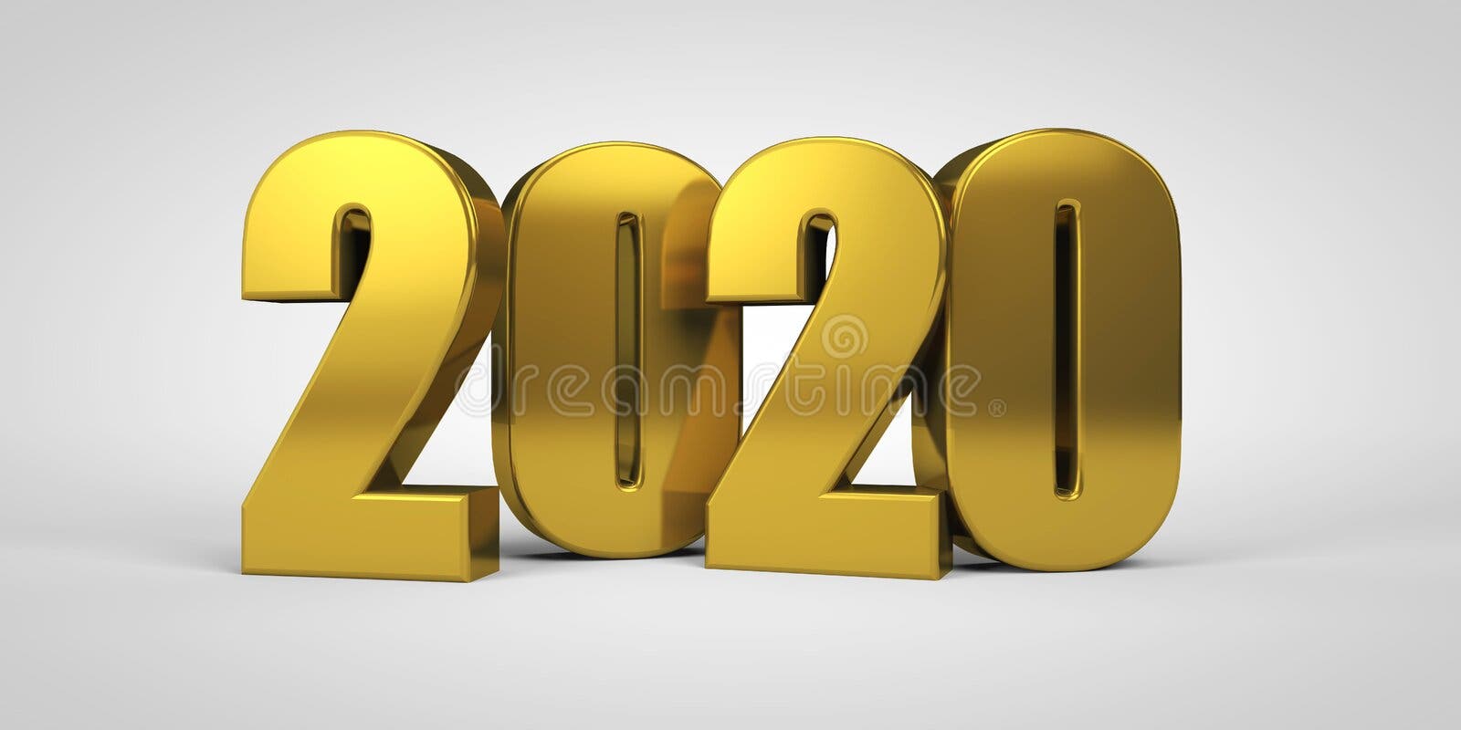White Golf Ball and Gold Numbers 2020 on a White Background. 3d ...