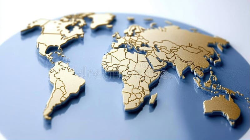 3d Gold Textured World Map Blue Background Stock Photos - Free ...