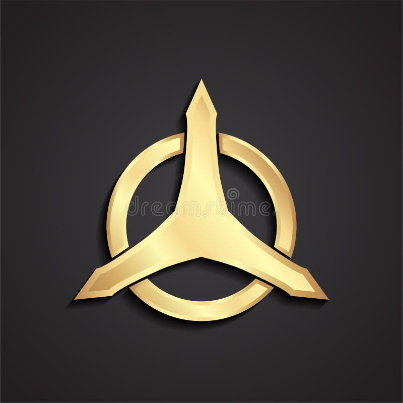 3d Gold Three Spike Circle Logo Design Stock Vector - Illustration of ...