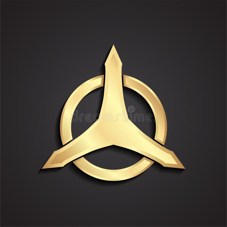 3d Gold Three Spike Circle Logo Design Stock Vector - Illustration of ...