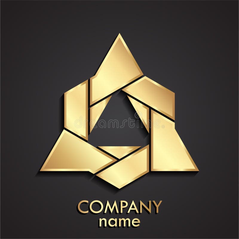 3d Gold Triangle Hexagon Shape Abstract Logo Stock Illustration ...