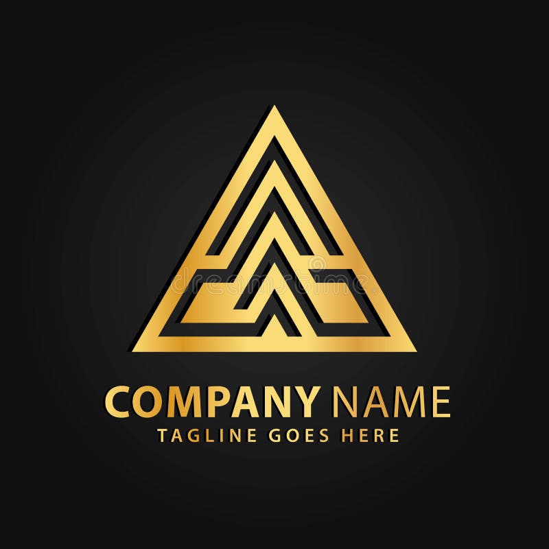 3D Gold Triangle Pyramid Abstract Modern Company Logos Design Vector ...