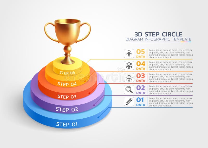 3d Gold Trophy Diagram Infographic Template Stock Vector - Illustration ...