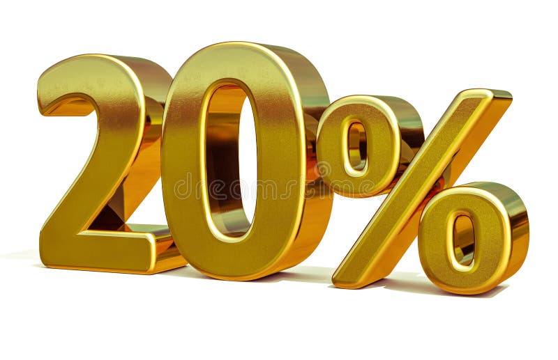 3d Gold 20 Zwanzig Prozent-Rabatt-Zeichen Stockbild - Bild von preis ...