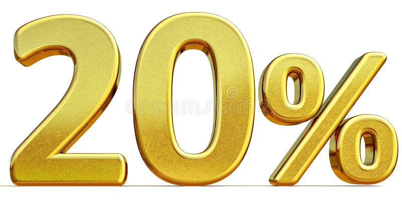 3D Gold 20 Prozent Rabatt Schild Stockbild - Bild von verkauf, metall ...