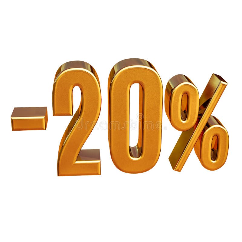 3d Gold 20 Zwanzig Prozent-Rabatt-Zeichen Stockbild - Bild von ...