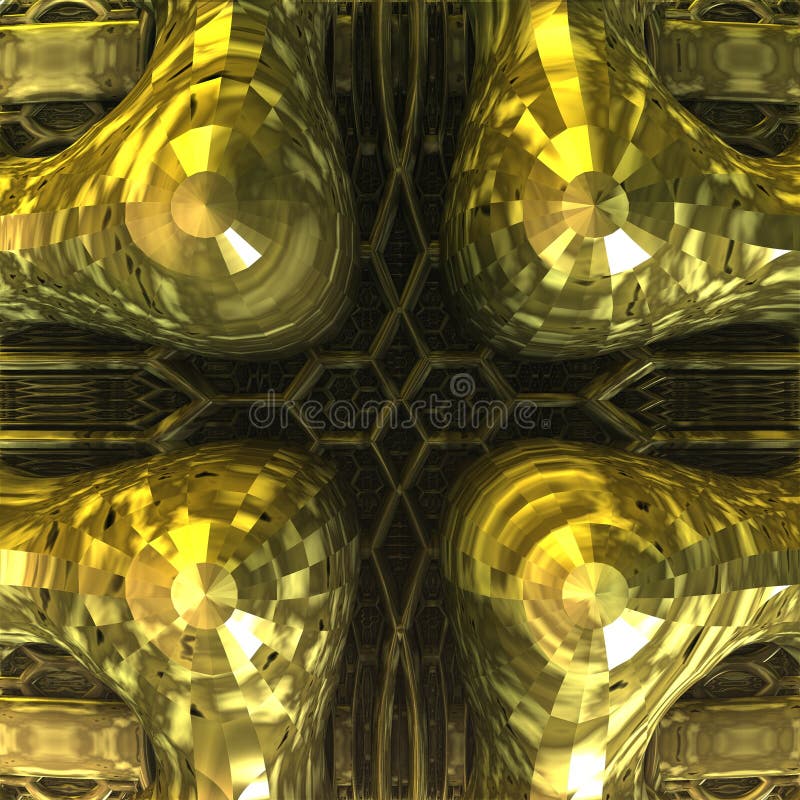 3d Golden Abstract Backrgound. Fractal Pattern Stock Illustration ...