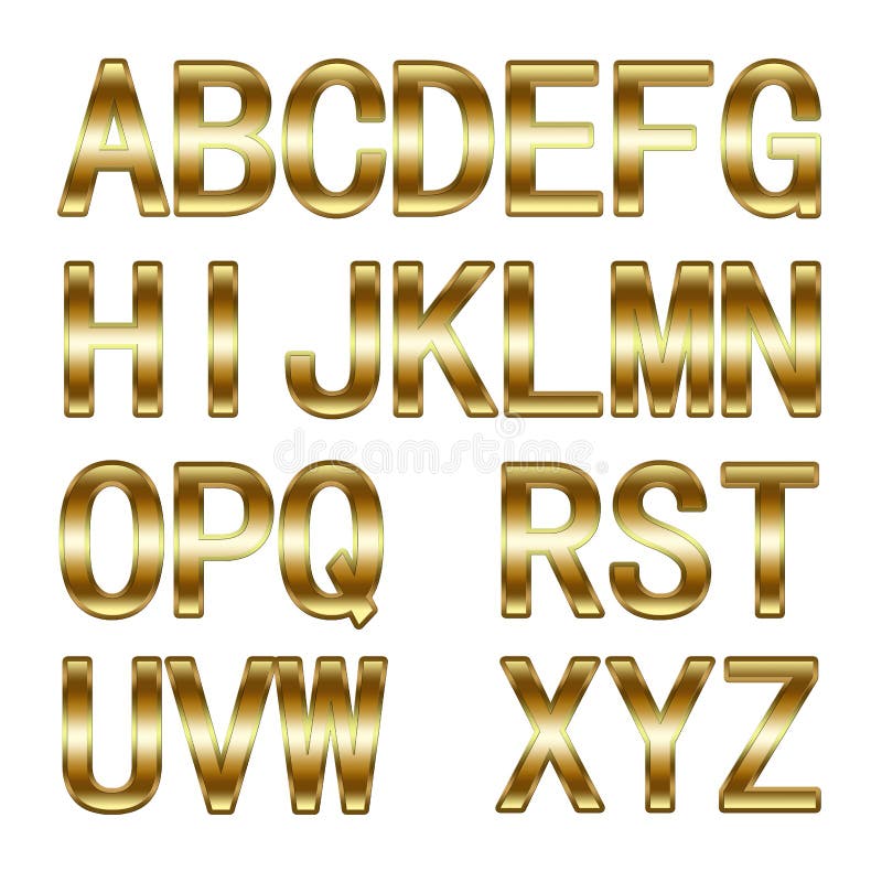 3D Golden Alphabet stock illustration. Illustration of gold - 35943087