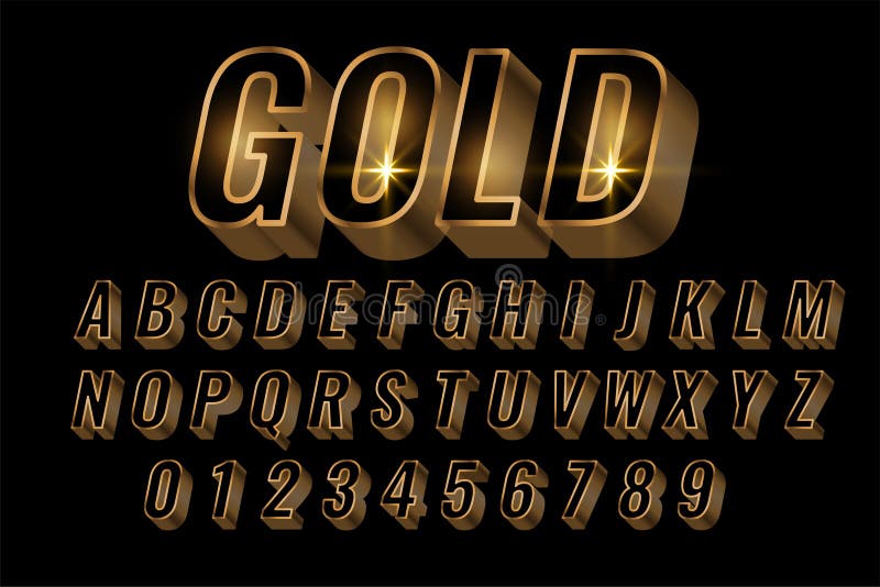 3d Golden Alphabets Set Premium Letters Design Stock Vector ...
