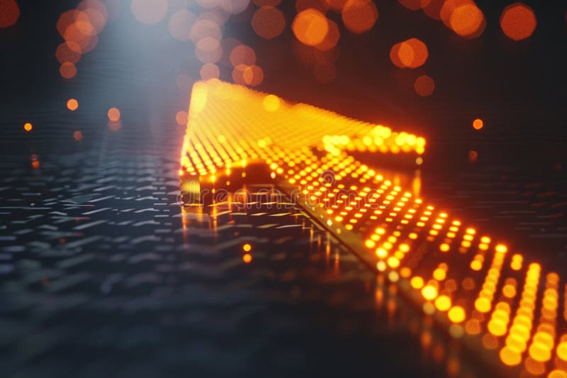 3D Golden Arrow Upwards Trajectory on a Screen with Virtual Effects ...