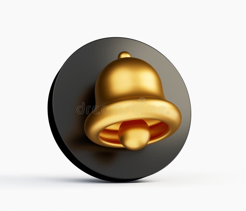 3d Golden Bell on Black Icon Realistic Minimal 3D Illustration Stock ...