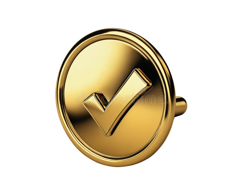 3D Golden Check Mark Sign, Isolated on Transparent Background. Stock ...