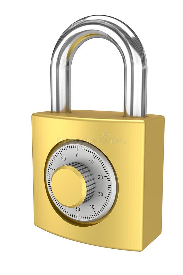 3d Metallic Code Padlock Isolated on White Background. High Resolution ...