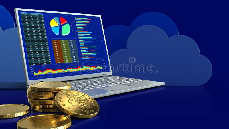 Golden computer stock illustration. Illustration of reflection - 7271569
