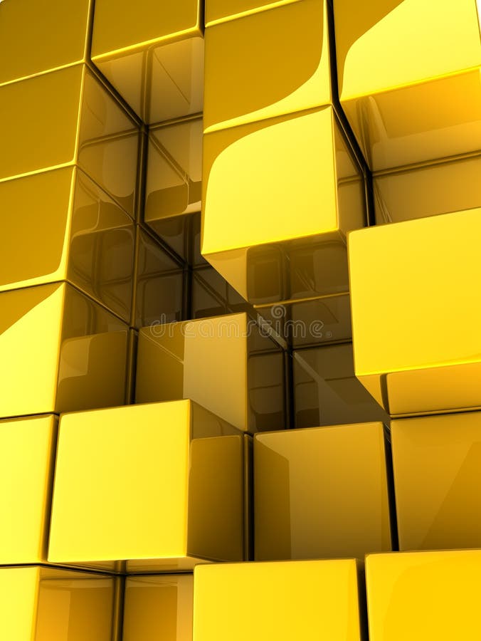3d golden cubes stock illustration. Illustration of glisten - 46078114