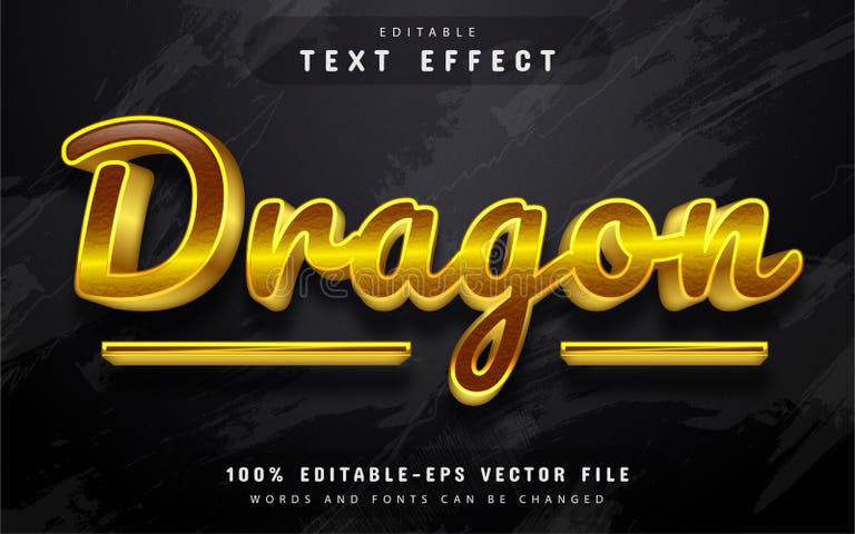 3d Golden Dragon Text Effect Editable Stock Vector - Illustration of ...