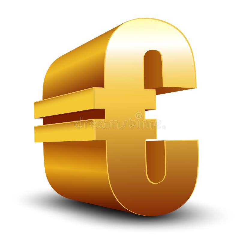 3D Golden Euro Sign on White Stock Vector - Illustration of capital ...