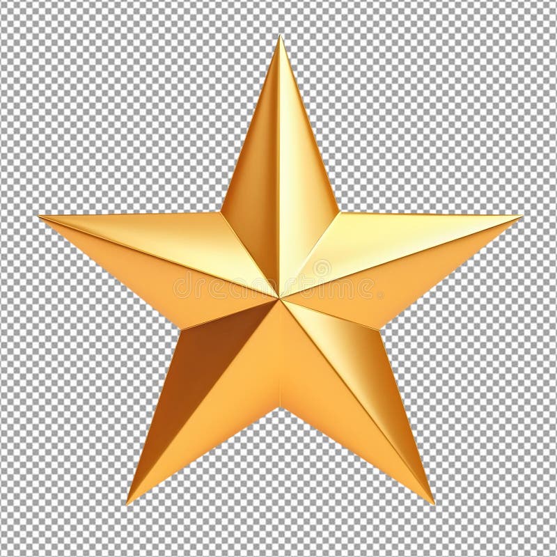 A 3D Golden, Five-Pointed Star Symbol in Metallic Finish Stock ...