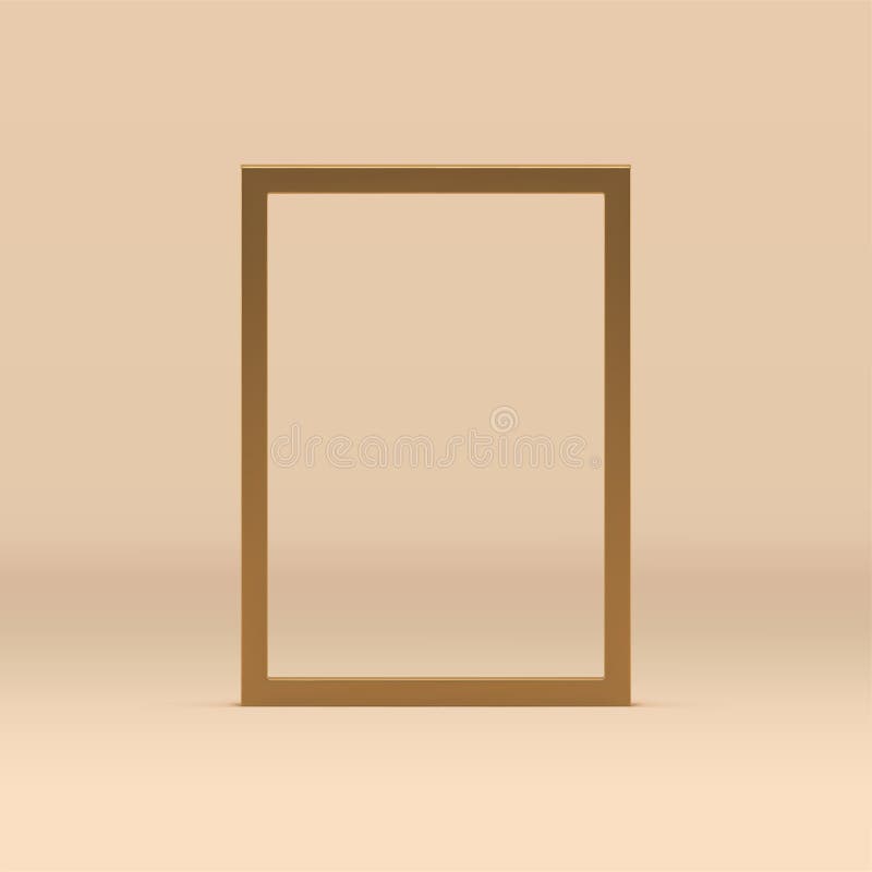 3d Golden Frame Geometric Decor Element Vertical Rectangle Foundation ...