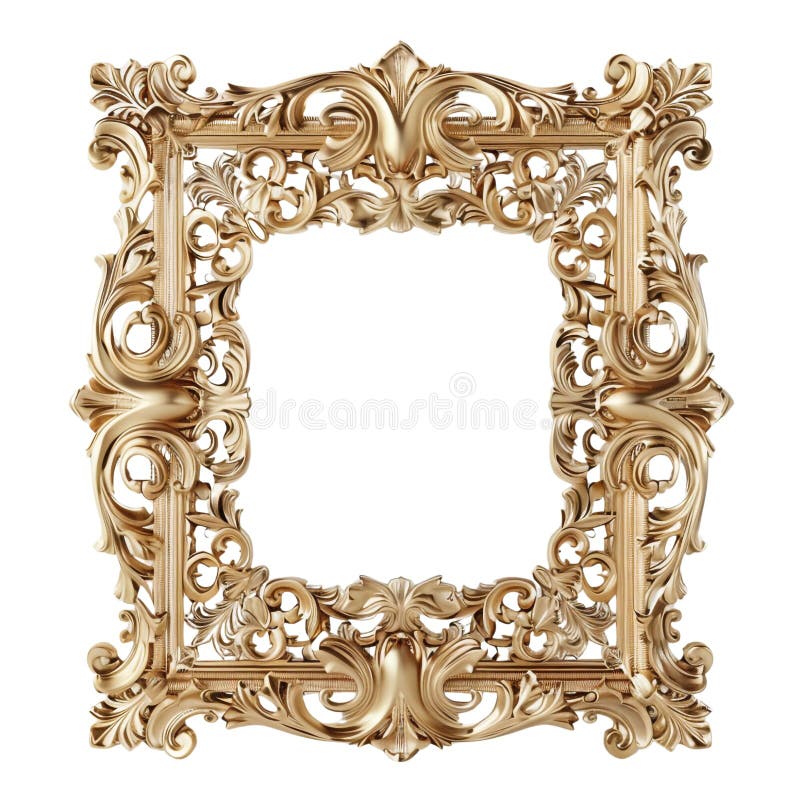3d Golden Frame on White Background Render Ultra Real Stock Photo ...