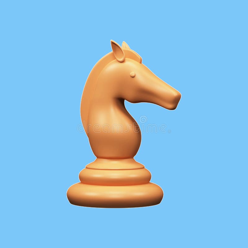 3D Golden Knight Chess Piece on Blue Stock Illustration - Illustration ...