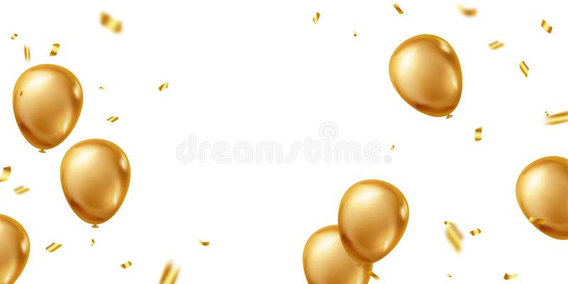 3d Golden Luxury Design Balloons for Celebration Party Vector ...
