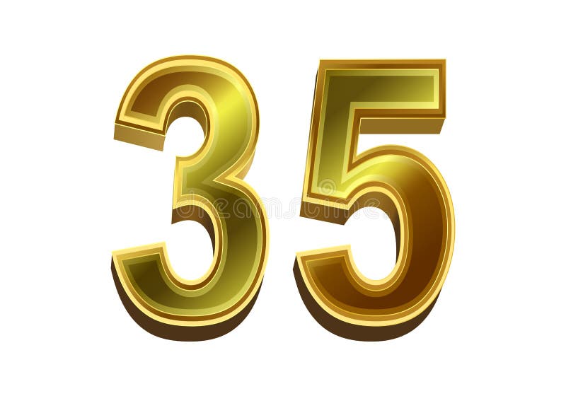3d Golden Number 35 Isolated on White Background Stock Vector ...
