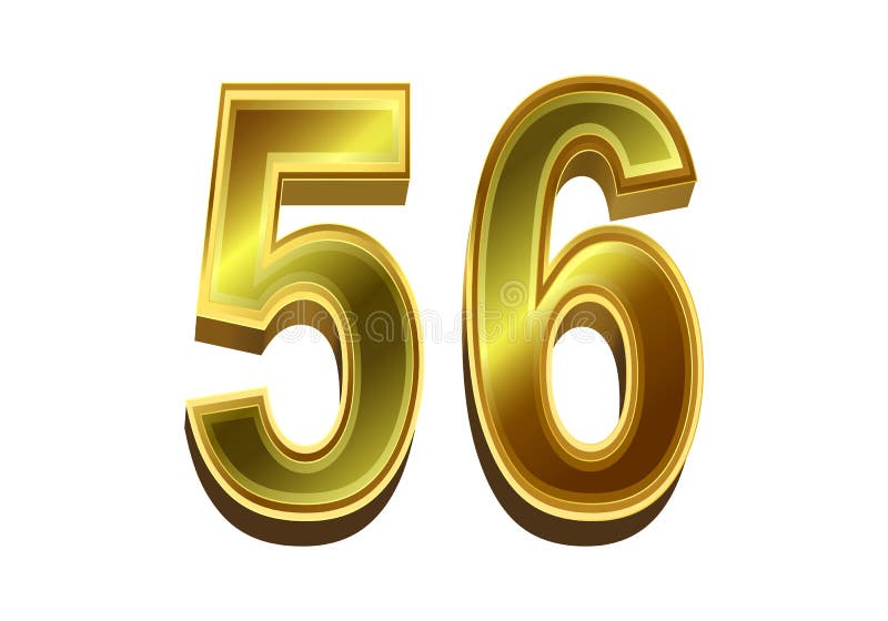 3d Golden Number 56 Isolated on White Background Stock Vector ...