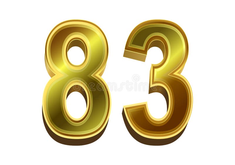 3d Golden Number 83 Isolated on White Background Stock Vector ...