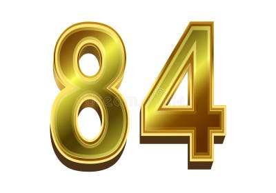 3d Golden Number 84 Isolated on White Background Stock Vector ...
