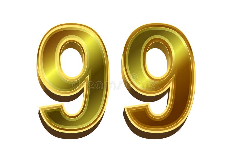 3d Golden Number 99 Isolated on White Background Stock Vector ...