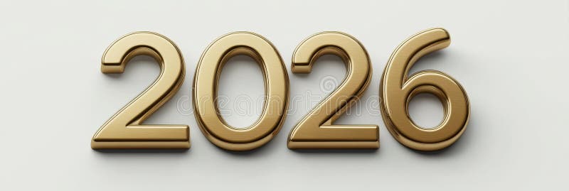 3D Golden Number 2026, Isolated on White Background, New Year Concept ...