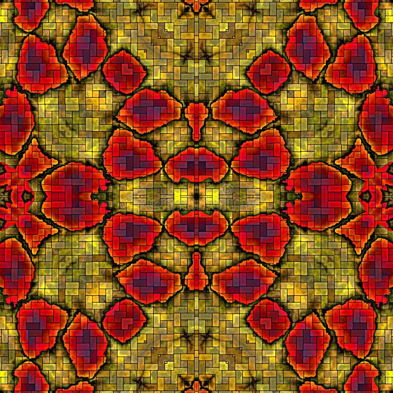 3d Golden Red Mosaic Pattern Stock Image - Image of pattern, glass ...