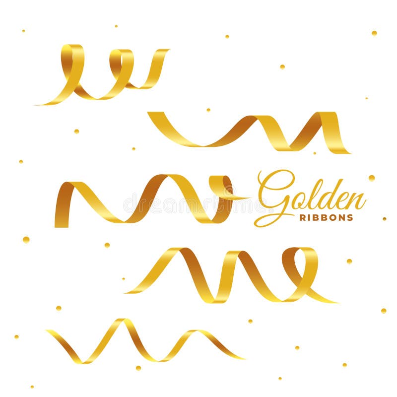 Golden Ribbon Anniversary Emblem Set Stock Vector - Illustration of ...