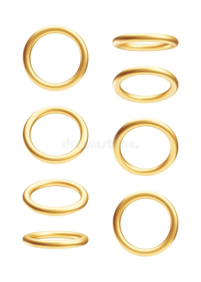 3d Golden Rings, Decorative Design Elements, Accessories from Different ...