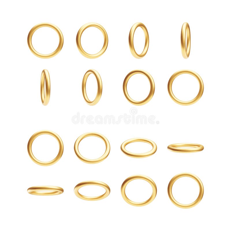 3d Golden Rings, Decorative Design Elements, Accessories from Different ...