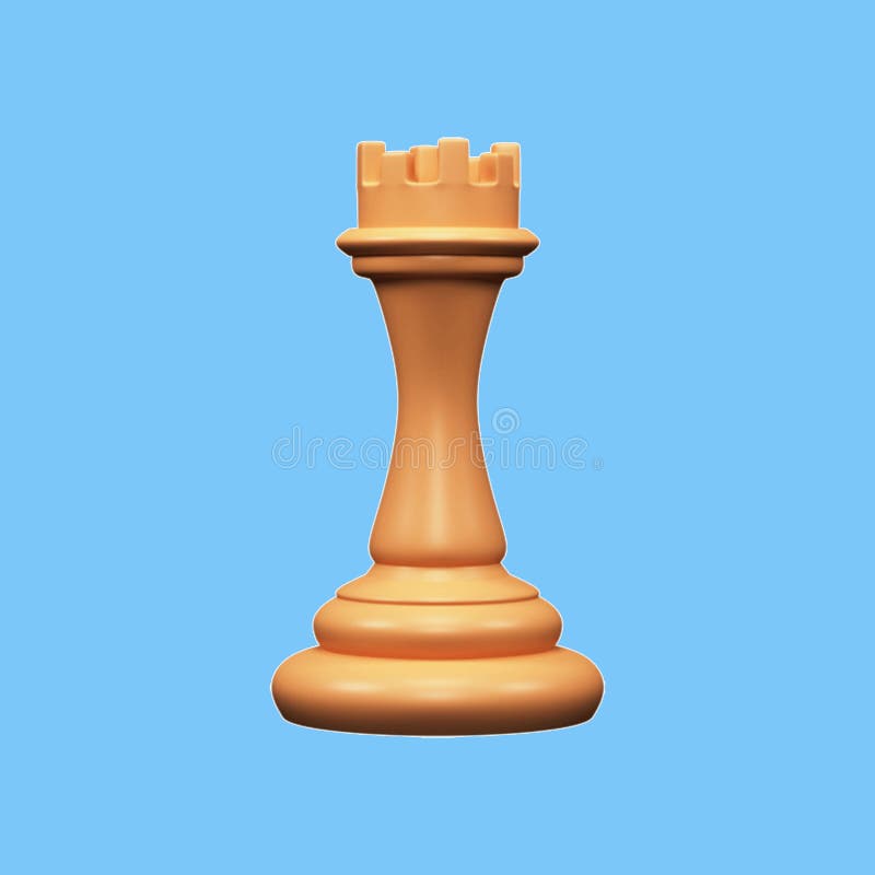 3D Golden Rook Chess Piece on Blue Stock Illustration - Illustration of ...