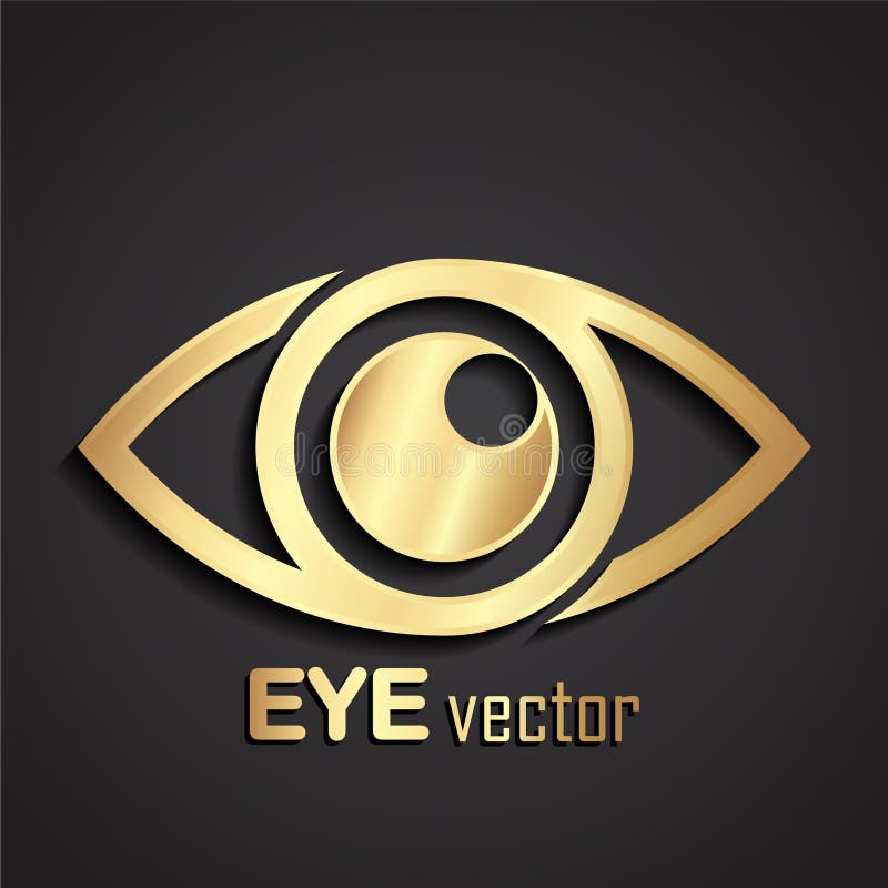 3d Golden Shiny Eye Shape Logo Stock Illustration - Illustration of ...