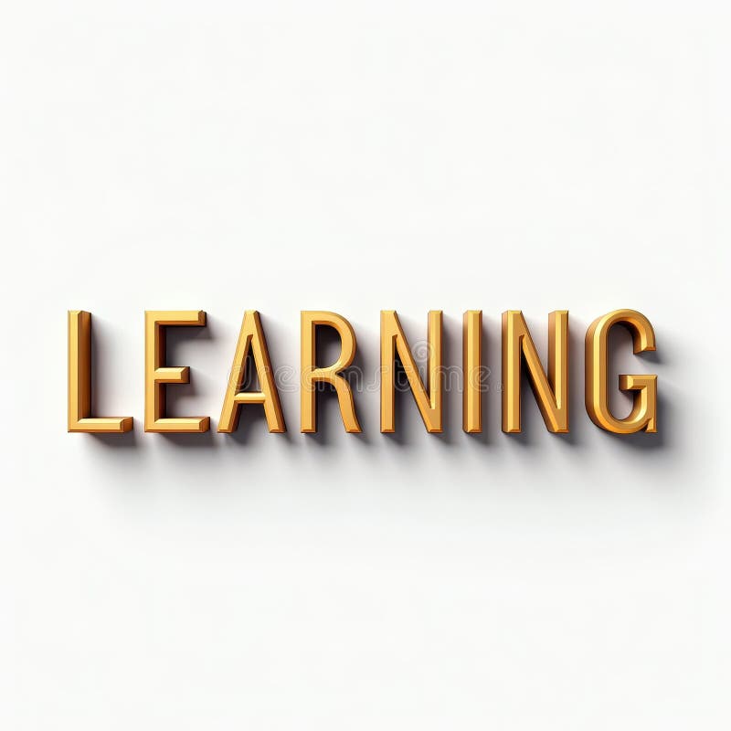 3D Golden Text Learning with Shadows on a White Background. Stock ...