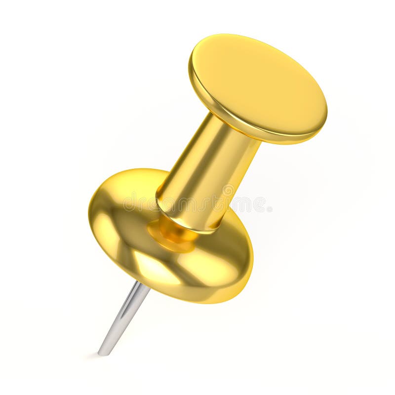 3D Golden Thumbtack stock illustration. Illustration of business - 32565689