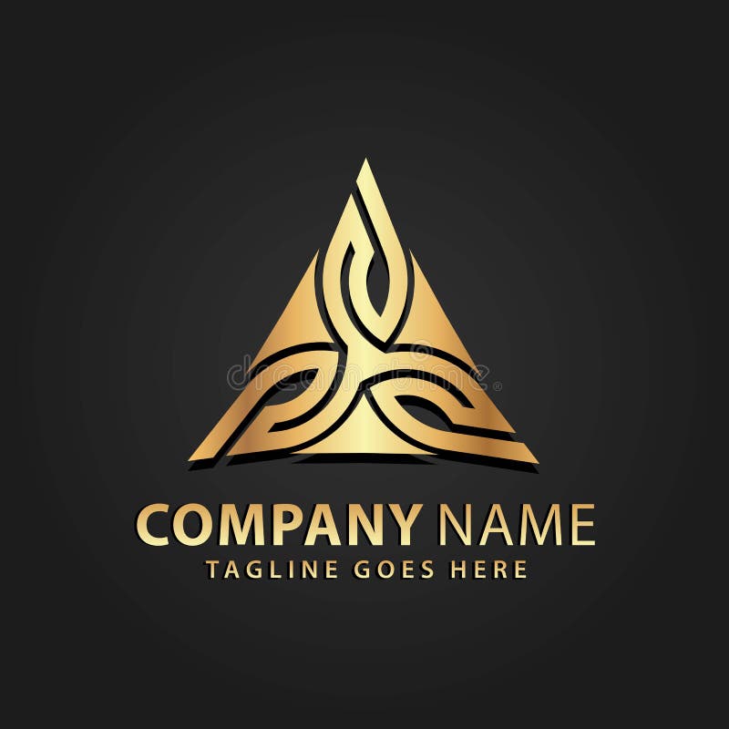 3D Golden Triangle Pyramid Abstract Logos Design Vector Illustration Stock Vector - Illustration ...