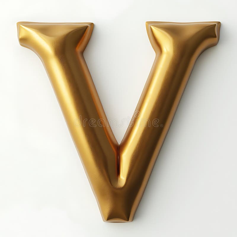 3D Golden V Letter on a White Background Stock Illustration ...