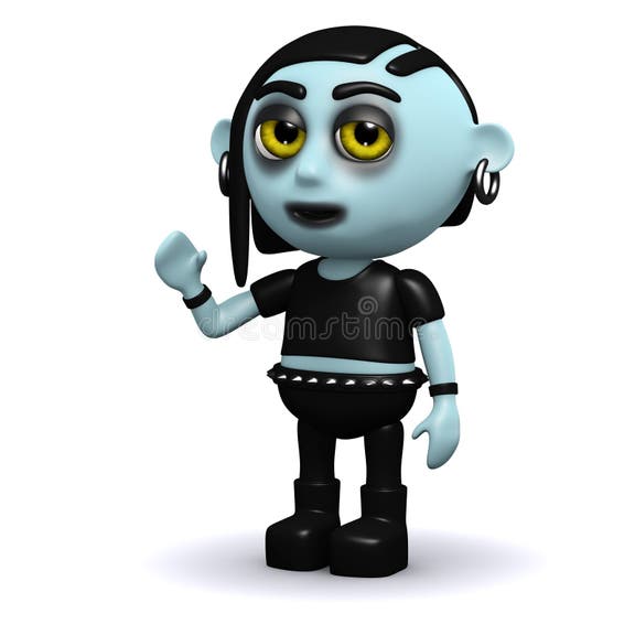 3d Goth waving hello stock illustration. Illustration of grunge - 40794879