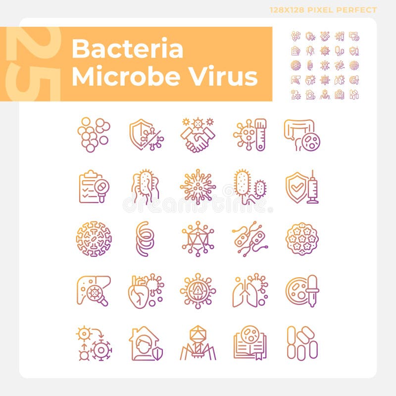 2D Gradient Bacteria Icons Set Stock Vector - Illustration of linear ...